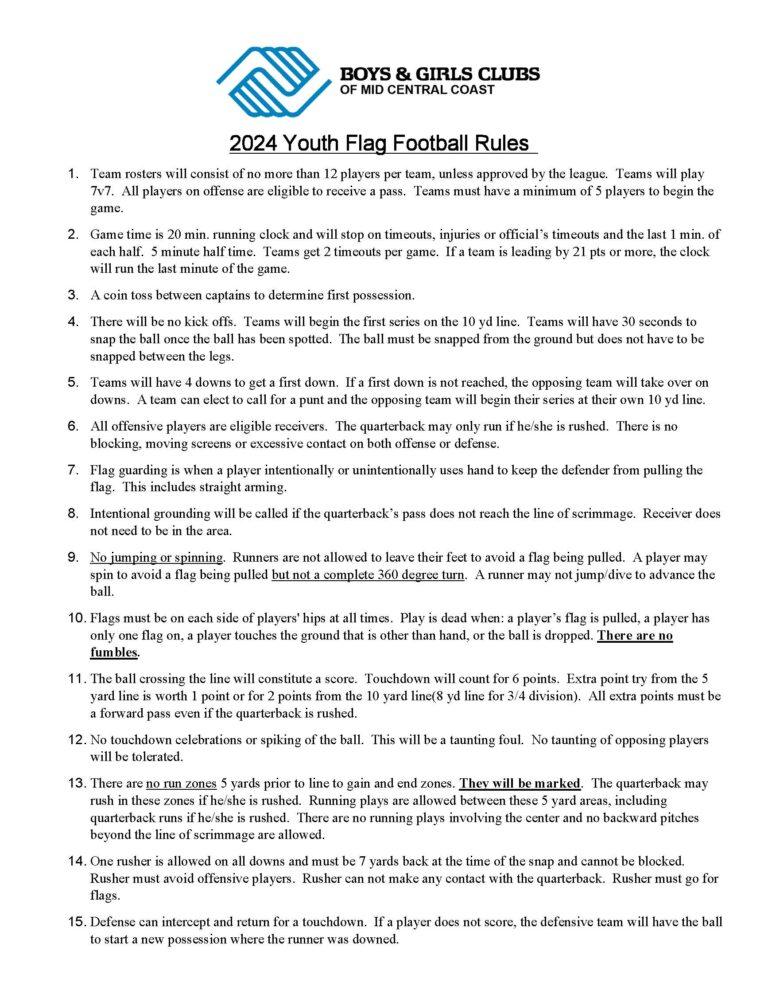 Flag Football Rules - Boys & Girls Clubs in Atascadero, Creston ...